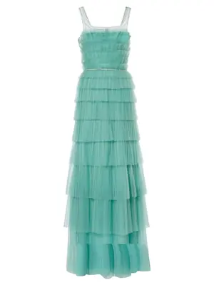 Costarellos Kali Embellished Tulle-trimmed Gown - Green
