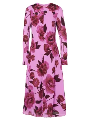 Erdem Floral Crêpe Midi Dress - Pink