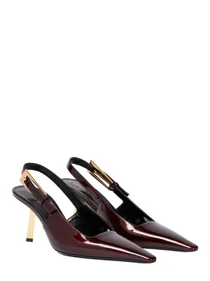 Saint Laurent Lee 75 Patent Leather Slingback Pumps - Red