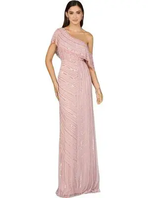 LARA NEW YORK Off-shoulder Beaded Gown - Dustyrose