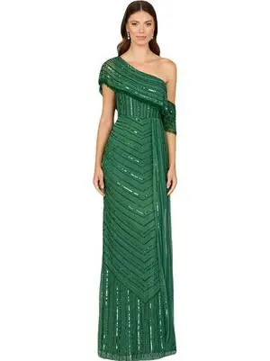 LARA NEW YORK Off-shoulder Beaded Gown - Forestgreen
