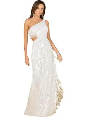 LARA NEW YORK V-neck Beaded Gown - Ivory