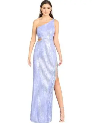 LARA NEW YORK Wendy Beaded Fringe Gown - Blueiris