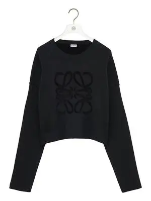 Loewe Wool-blend Anagram Crewneck Sweater - Black