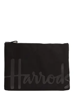 Harrods Harrods Large Cotton Logo Pouch Black