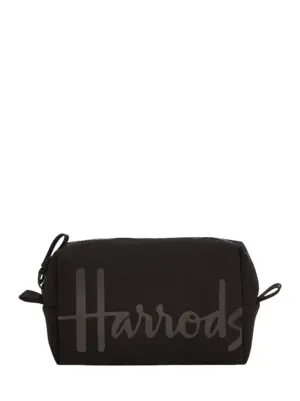 Harrods Cotton Logo Cosmetics Bag - Black