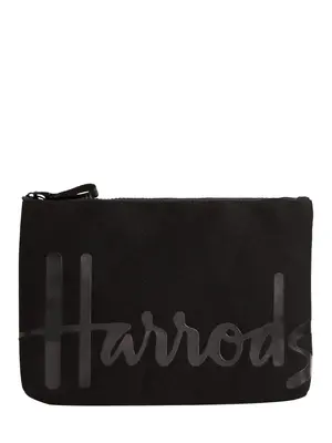 Harrods Cotton Logo Pouch - Black