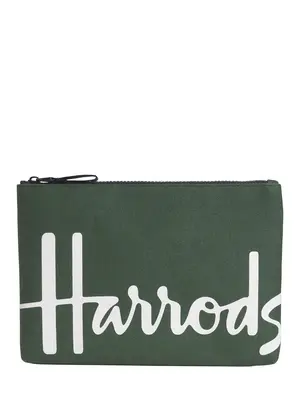 Harrods Cotton Logo Pouch - Green