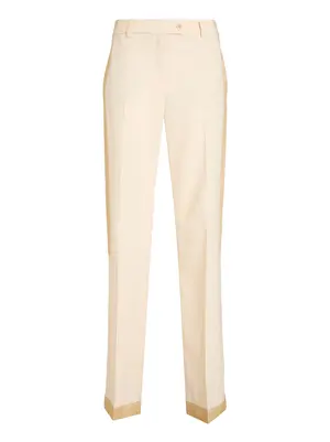 Moschino Grain De Poudre Wool Straight-leg Trousers - Beige
