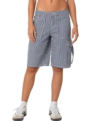 EDIKTED EDIKTED Friday Stripe Low Rise Cargo Shorts