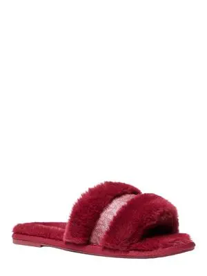 Michael Kors Alexis Faux Fur Slide Sandal - Red