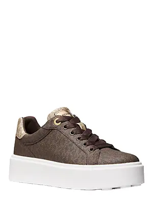 Michael Kors Romey Metallic Signature Logo Platform Sneakers - Brown