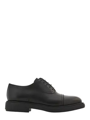 FERRAGAMO Toe-capped Leather Oxford Shoes - Black
