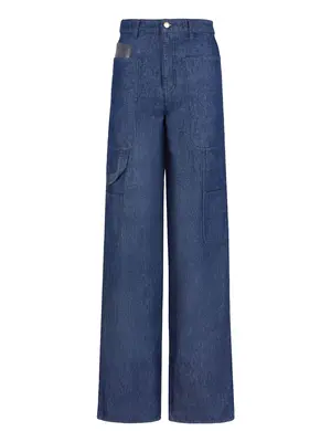 Emporio Armani Multi-pocket Wide-leg Jeans - Blue