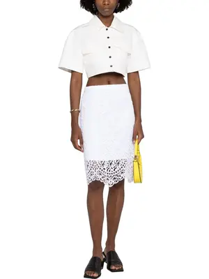 Burberry Lace Midi Skirt - White