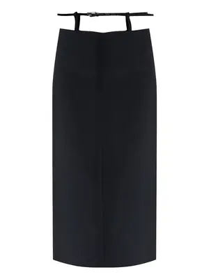 Attico Belted Midi Skirt - Black