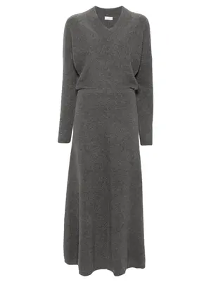 Brunello Cucinelli Ribbed-knit Maxi Dress - Grey