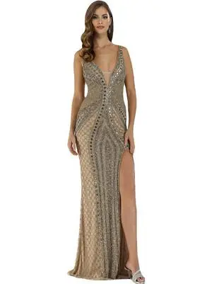 LARA NEW YORK Embellished Long Dress - Nude