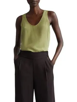 St. John Silk Crêpe De Chine Tank - Moss