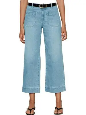 Sanctuary Marine Patch Pocket Cropped Wide Leg Jeans - Dollface Blue
