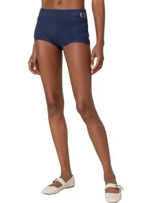EDIKTED Rib Stitch Microshorts - Navy