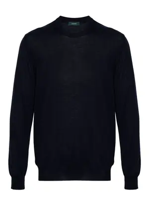 ZANONE Zanone Cashmere-Silk Crew-Neck Sweater Blue