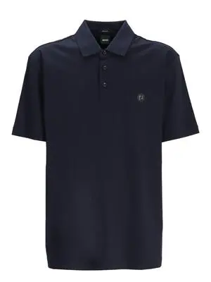 BOSS Logo-patch Polo Shirt - Blue