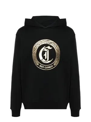 Just Cavalli Logo-appliqué Hoodie - Black