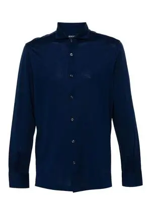 Boggi Milano Piqué-weave Shirt - Blue