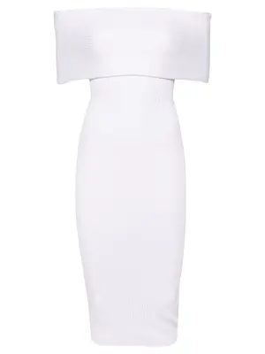 MUGLER Off-shoulder Knit Dress - White