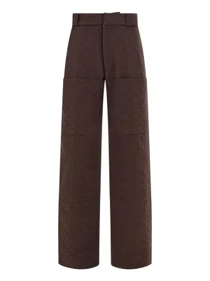 FERRAGAMO Monogram-print Cotton Trousers - Brown