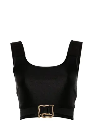 Just Cavalli Logo-straps Crop Top - Black