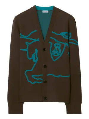 Burberry Graphic Print Cardigan - Brown