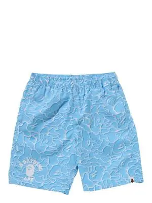 A BATHING APE Abc Sea Surface Camo Beach Shorts - Blue
