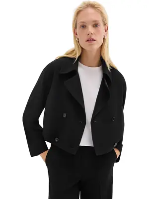 Theory Double-breasted Crop Trench - Black