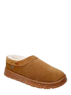 Minnetonka Minnetonka Neva Faux Fur Lined Slipper Tan