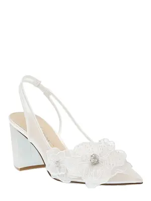 Betsey Johnson Petra Embellished Slingback Pumps - Ivory