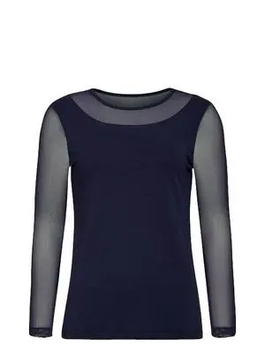 Anatomie Kim Mesh-sleeve Top - Navy