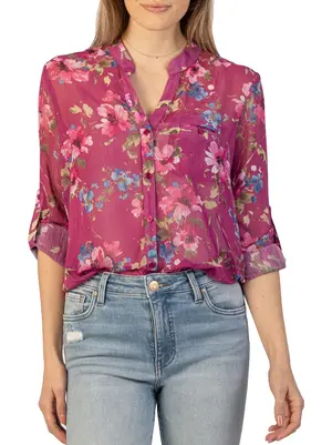 Kut From The Kloth KUT From The Kloth Jasmine Chiffon Button-Up Shirt Amboise-neomauv
