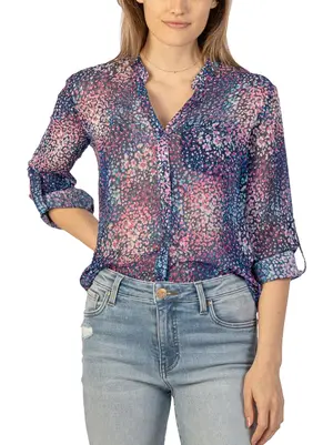 Kut From The Kloth KUT From The Kloth Jasmine Chiffon Button-Up Shirt Barcelona-navy/pink