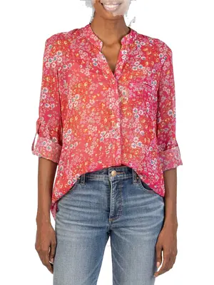 Kut From The Kloth KUT From The Kloth Jasmine Chiffon Button-Up Shirt Biarritz-fresh Magenta
