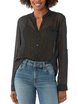 Kut From The Kloth KUT From The Kloth Jasmine Chiffon Button-Up Shirt Black/white Dot