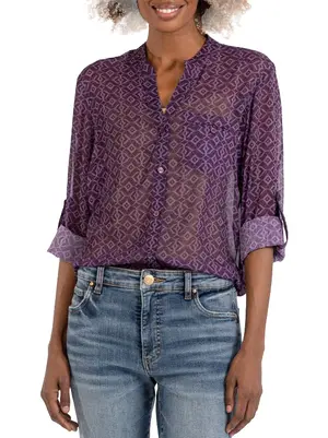 Kut From The Kloth KUT From The Kloth Jasmine Chiffon Button-Up Shirt Granada-aubergine