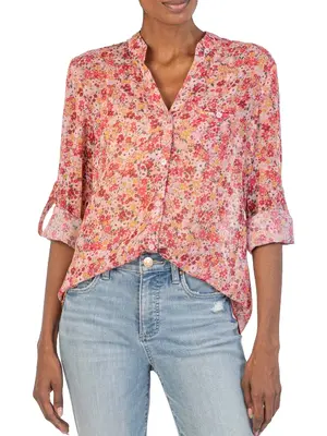 Kut From The Kloth KUT From The Kloth Jasmine Chiffon Button-Up Shirt Marseill Soft Coral
