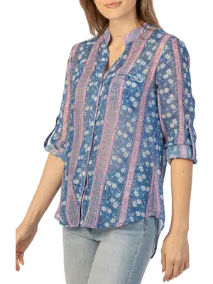 Kut From The Kloth KUT From The Kloth Jasmine Chiffon Button-Up Shirt Martigues-blue/ Magenta
