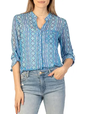 Kut From The Kloth KUT From The Kloth Jasmine Chiffon Button-Up Shirt Seville-blue Cosmos