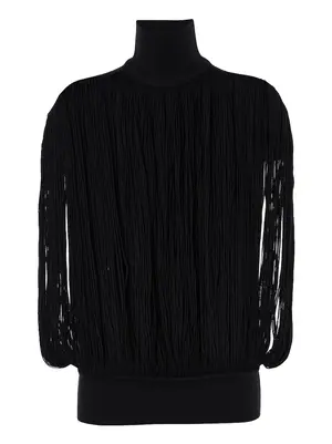 Alaïa Fringed Wool Sweater - Black