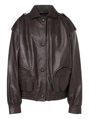 BLAZÉ MILANO Charlie Leather Bomber Jacket - Brown