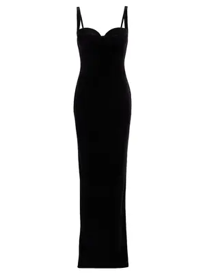 Balenciaga Velvet Jersey Bustier Gown - Black