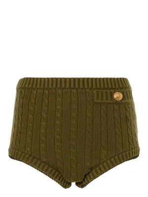 Chloé Cable-knit Cotton-blend Shorts - Green